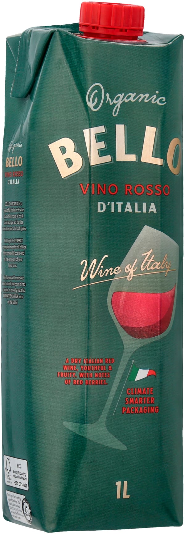 Bello Organic Vino Rosso 2021 carton package - Italy - Red wine | Alko