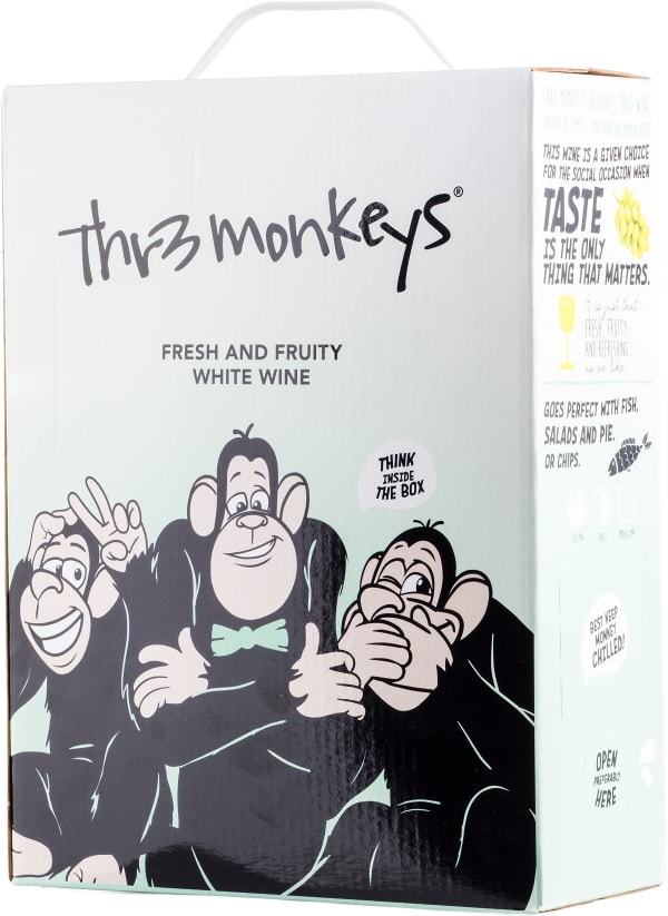 Thr3 Monkeys Fresh & Fruity White Wine 2021 hanapakkaus | Alko